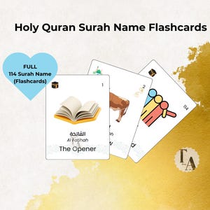 114 Holy Quran Surah Name Flashcards | Image Surah Meaning | Faith ...
