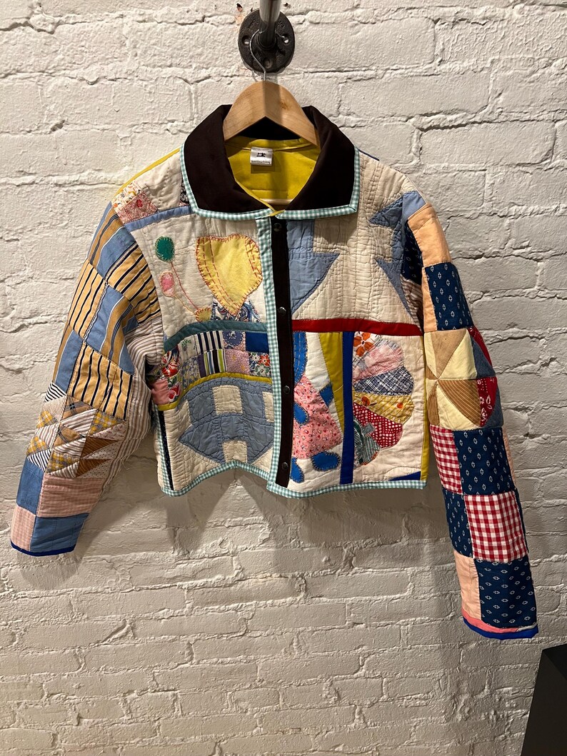 Vintage Patchwork Quilt Jacket: Handmade Cotton Upcycled Outerwear ...