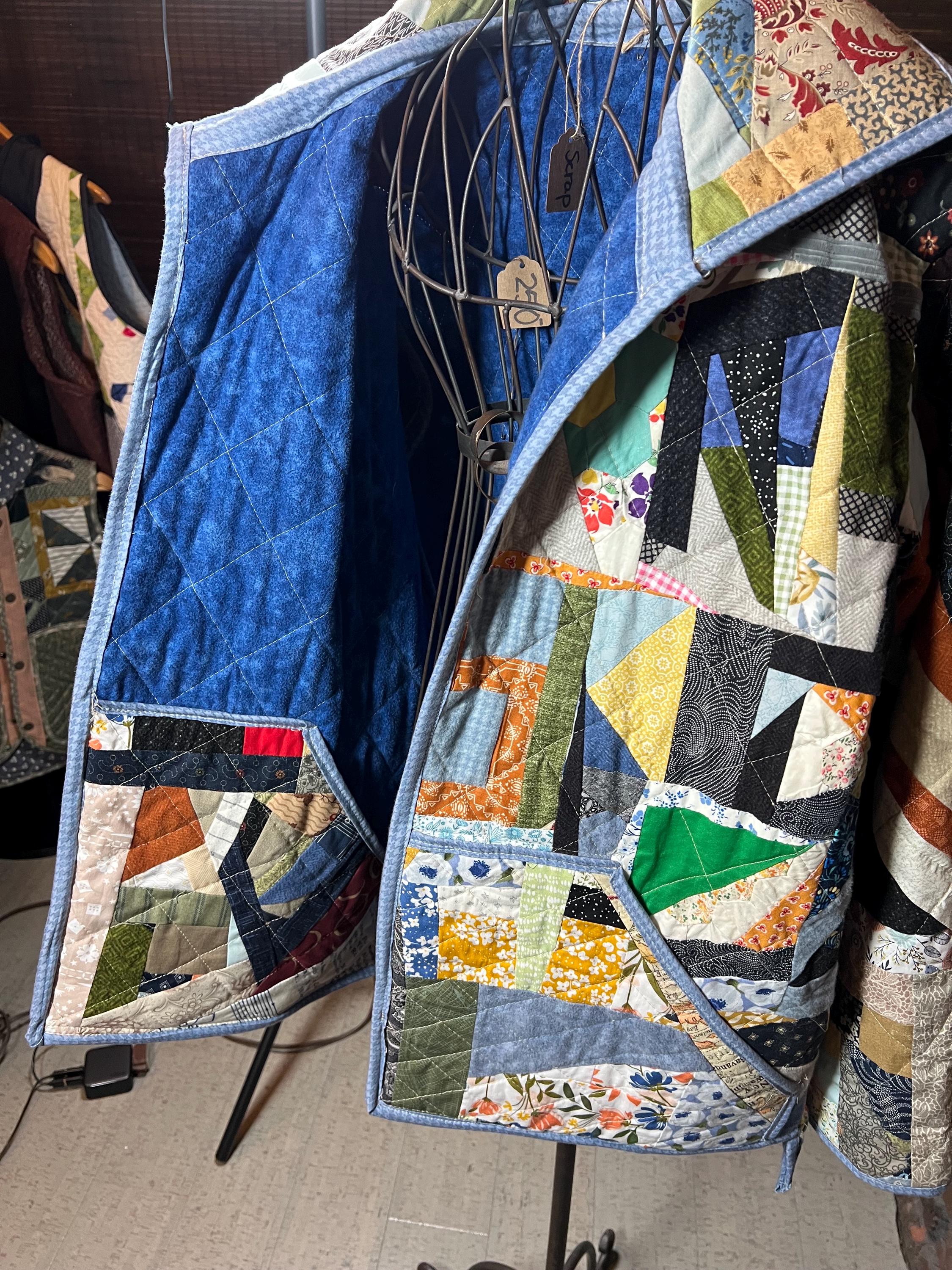 Scrap Quilt Jacket With Vintage Hexagon Flowers Imbedded: Handmade ...