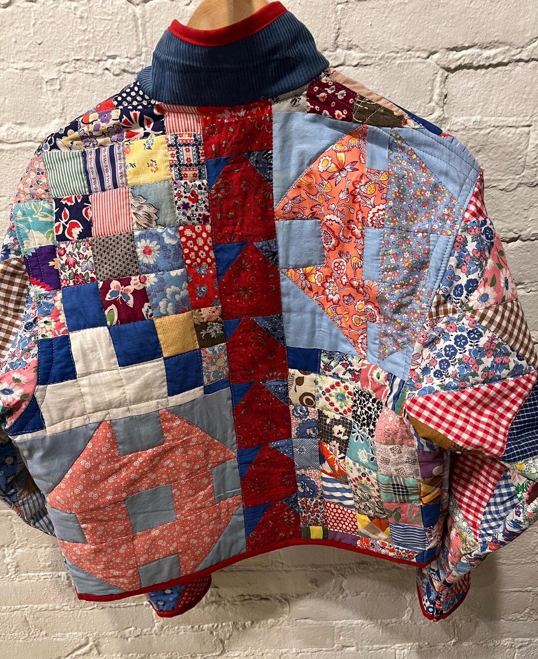 Vintage Patchwork Quilt Jacket: Handmade Cotton Upcycled Outerwear ...