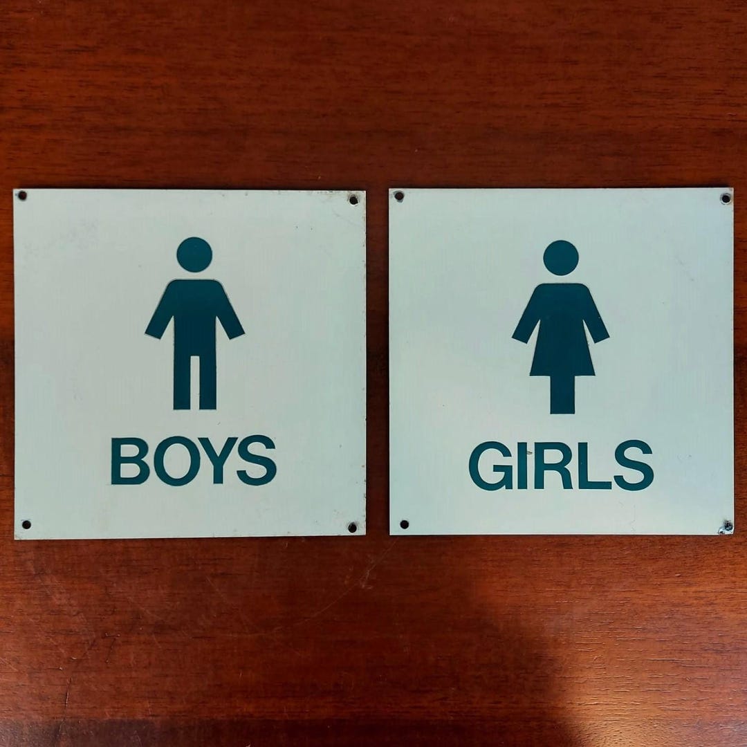 Vintage Metal Restroom Signs - Boys and Girls School Décor Pair - Etsy