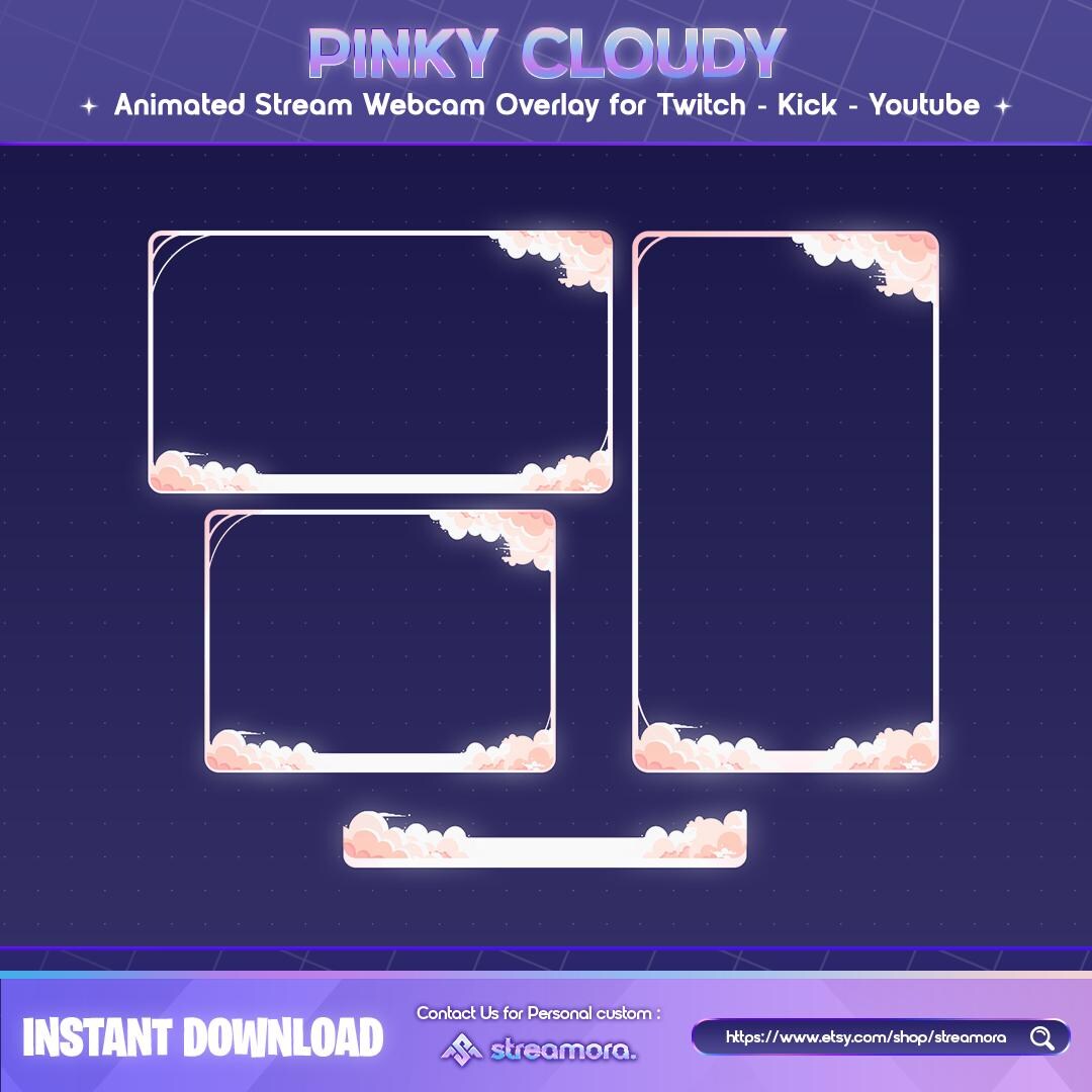 Pinky Cloudy – Animated Webcam Frames for Streamers | Twitch, Youtube ...