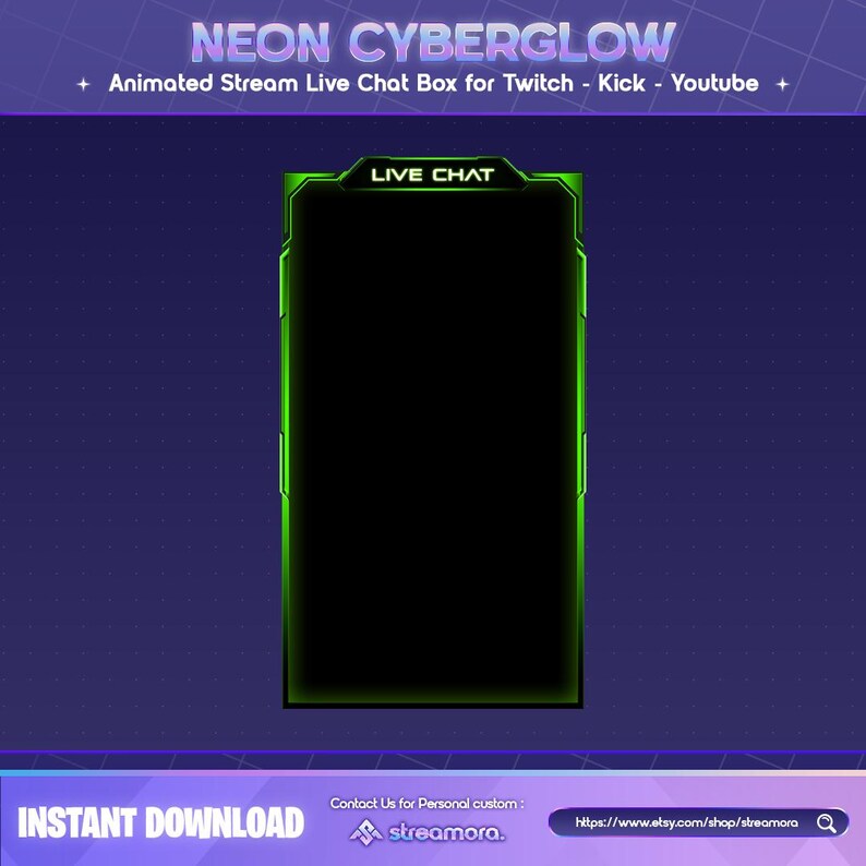Neon Cyberglow Animated Live Chat Box for Stream | Twitch, Youtube ...