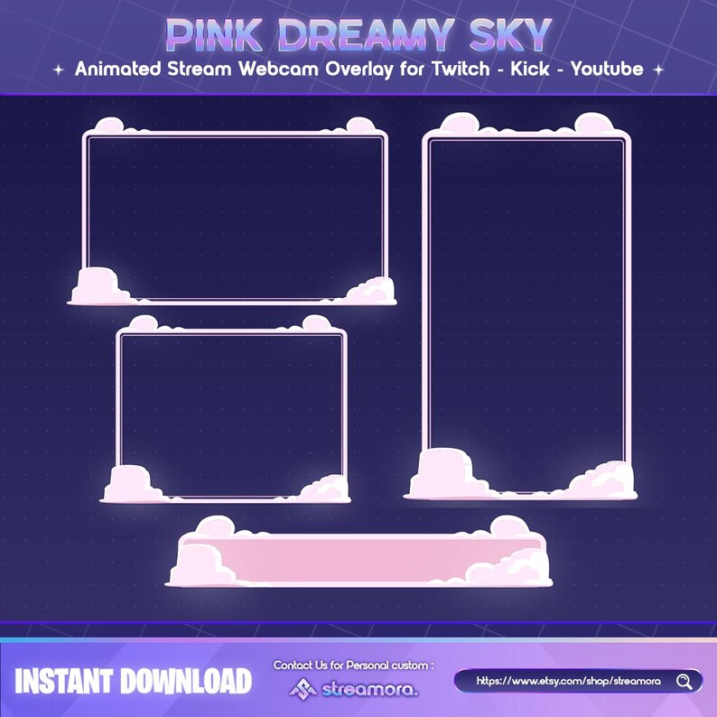 Pink Dreamy Sky – Animated Webcam Frames for Streamers | Twitch ...