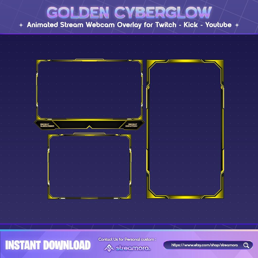 Golden Cyberglow – Animated Webcam Frames for Streamers | Twitch ...