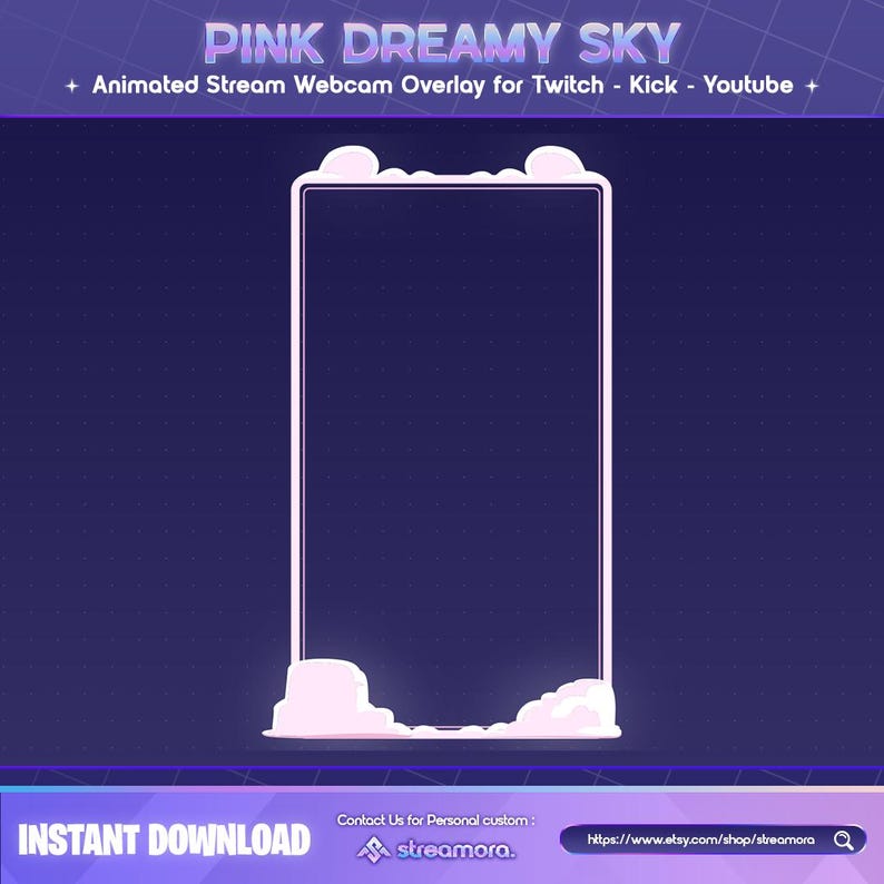 Pink Dreamy Sky – Animated Webcam Frames for Streamers | Twitch ...