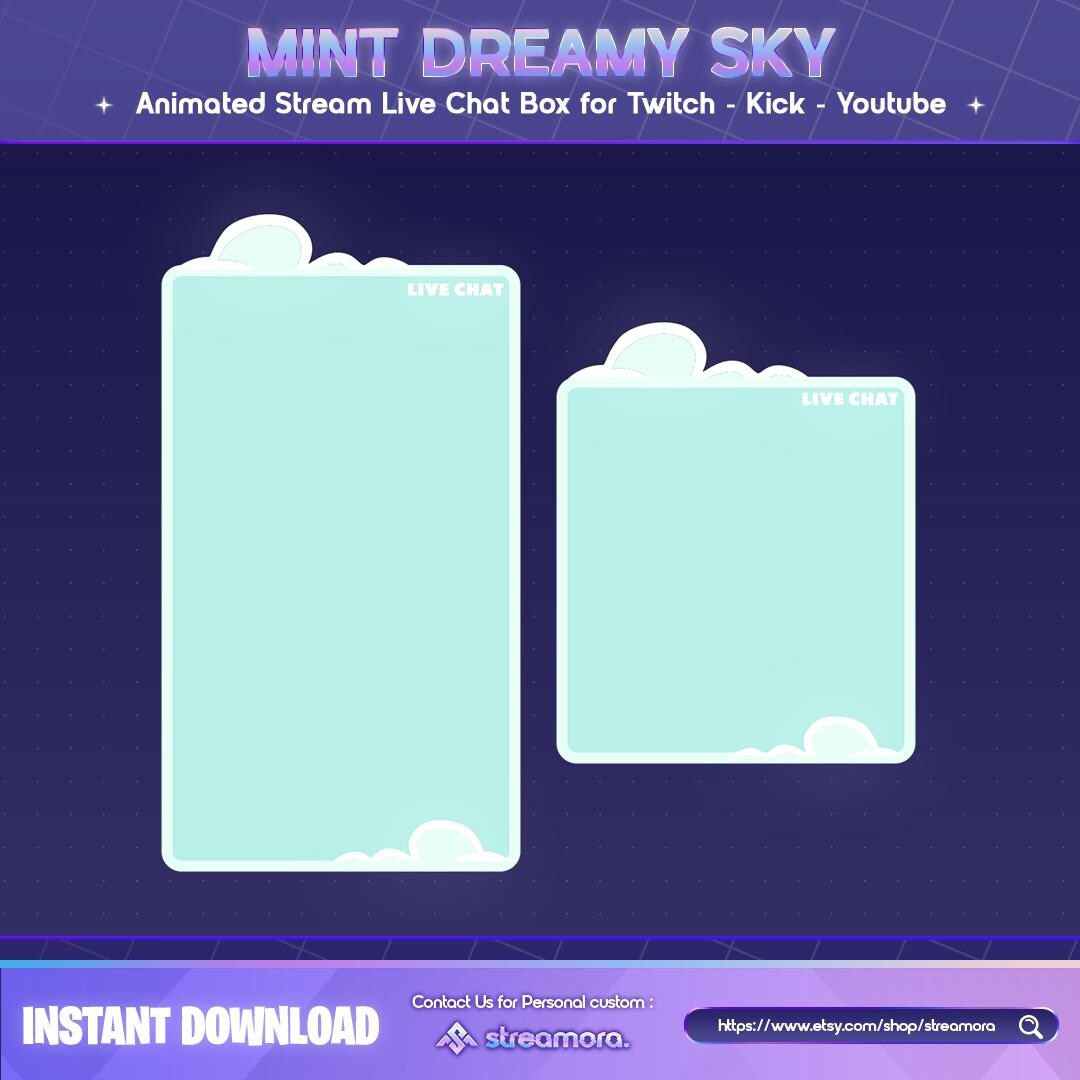 Mint Dreamy Animated Live Chat Box for Stream | Twitch, Youtube & Kick ...
