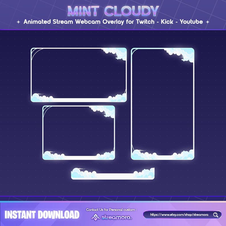 Blue Cloudy – Animated Webcam Frames for Streamers | Twitch, Youtube ...