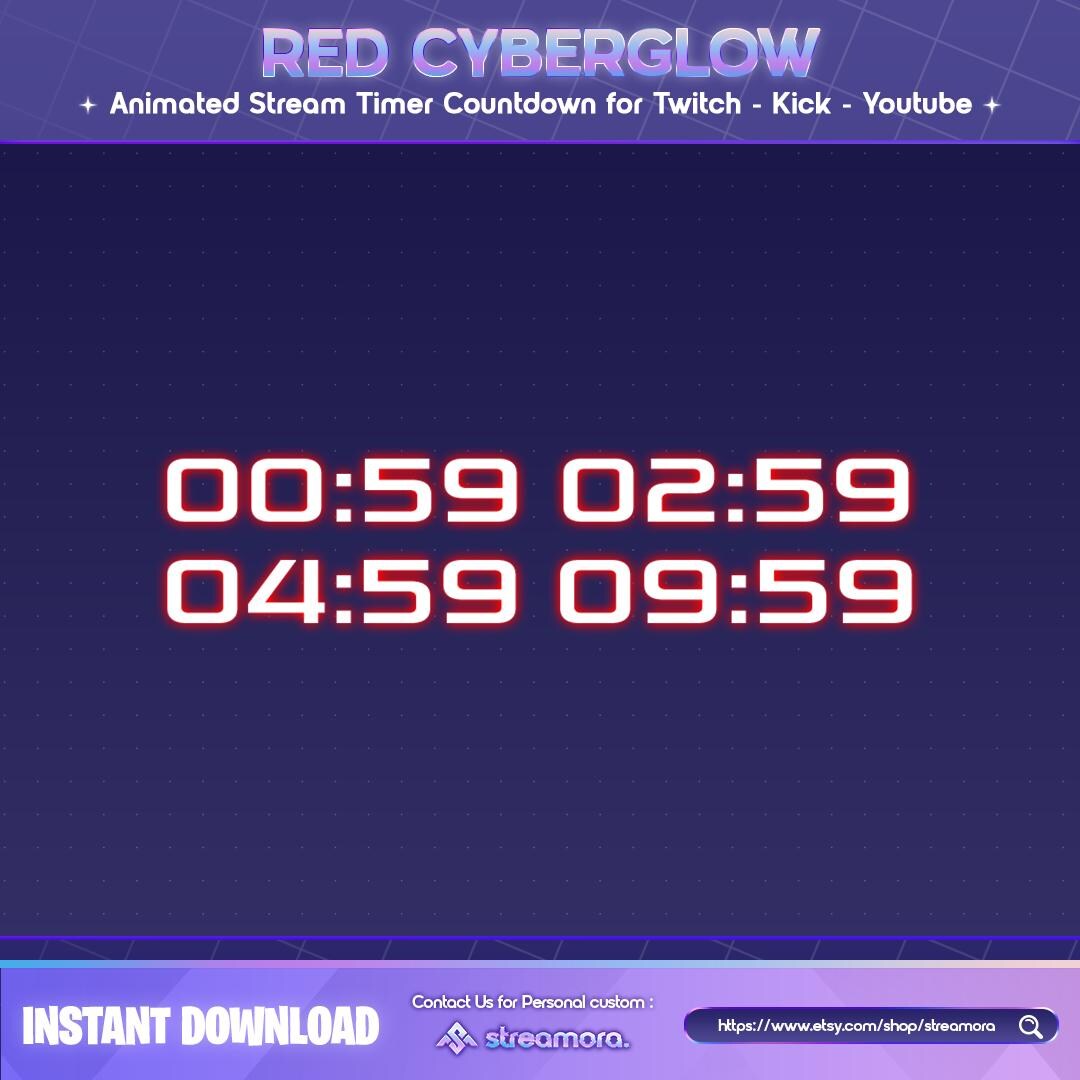 Red Cyberglow – Animated Stream Timers for Twitch, Youtube, Kick ...