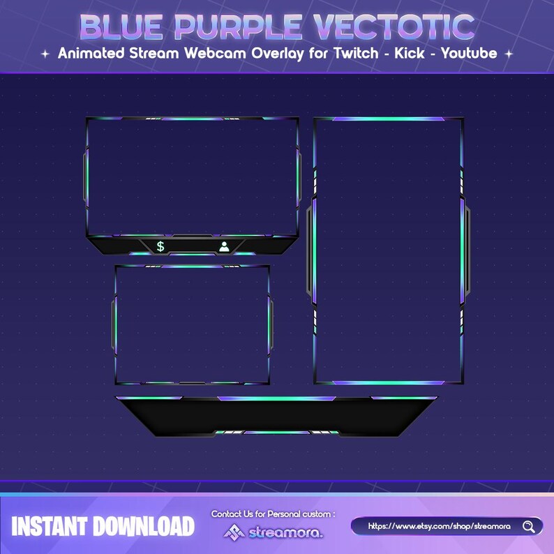 Blue Purple Vectotic – Animated Webcam Frames for Streamers | Twitch ...