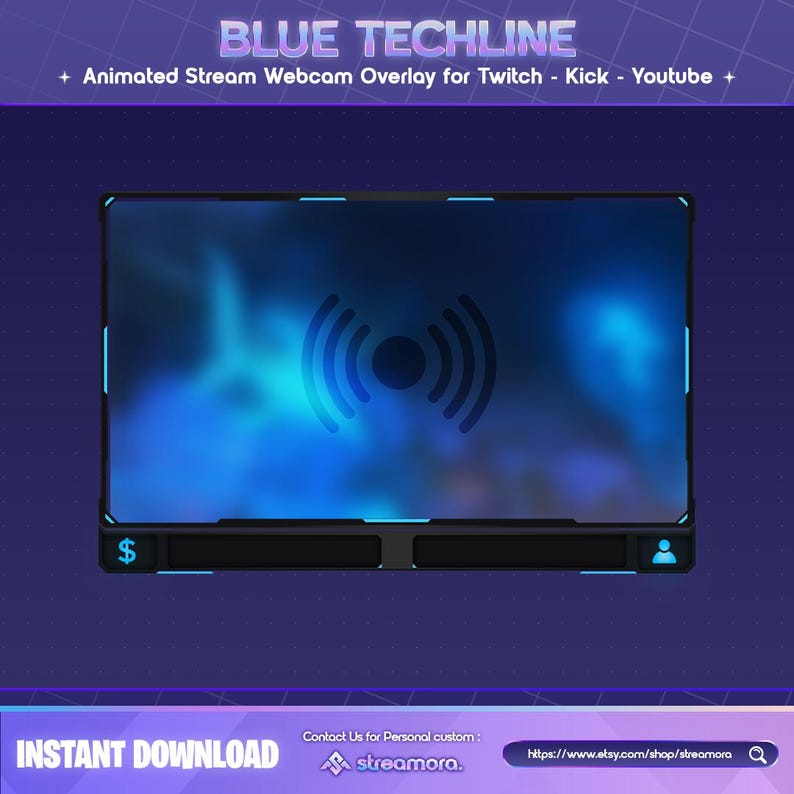 Blue Techline – Animated Webcam Frames for Streamers | Twitch, Youtube ...
