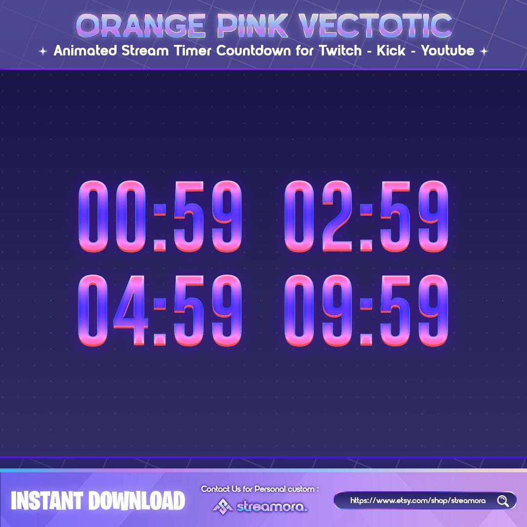 Orange Pink Vectotic – Animated Stream Timers for Twitch, Youtube, Kick ...