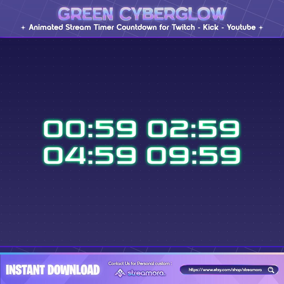 Green Cyberglow – Animated Stream Timers for Twitch, Youtube, Kick ...