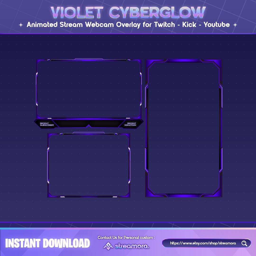 Violet Cyberglow – Animated Webcam Frames for Streamers | Twitch ...