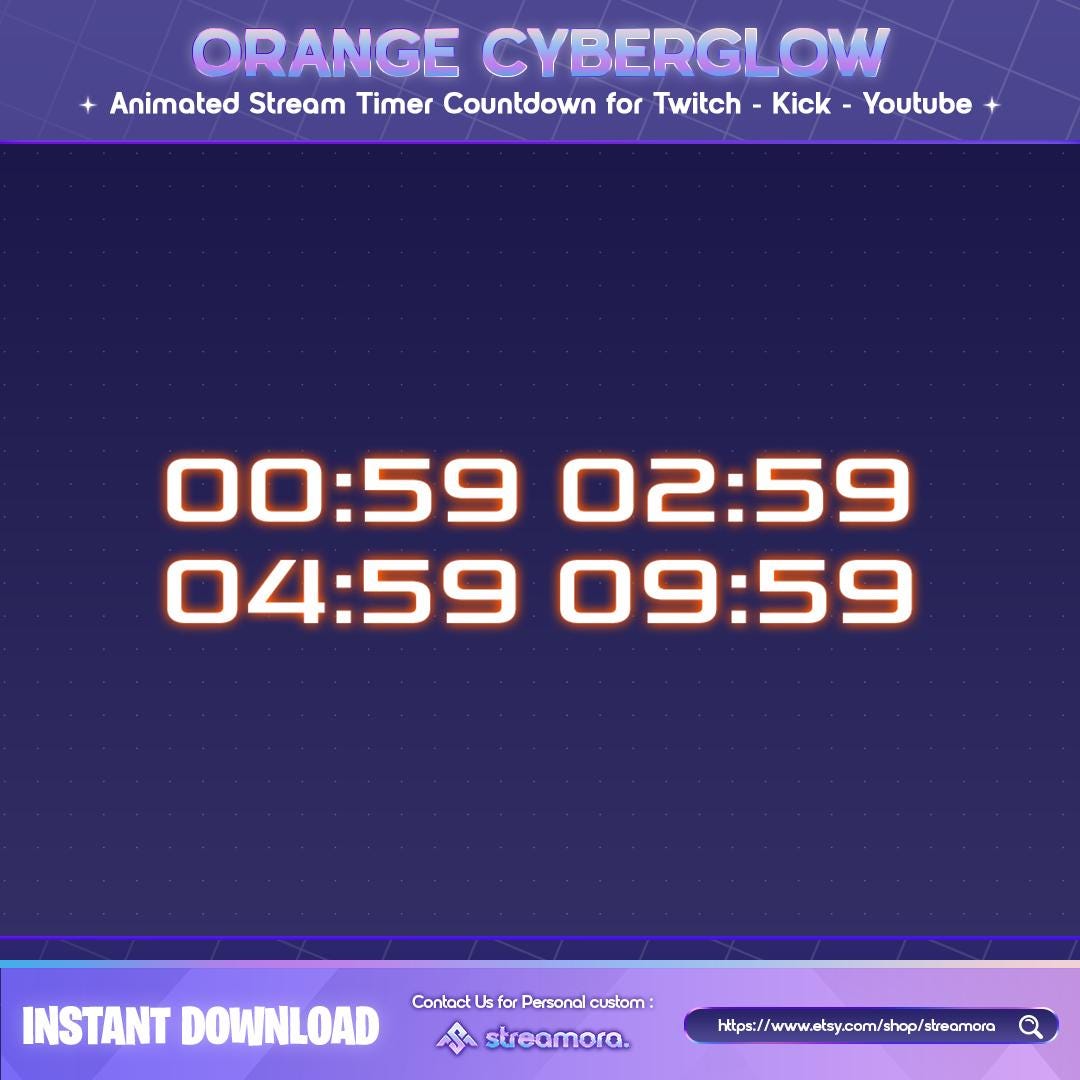 Orange Cyberglow – Animated Stream Timers for Twitch, Youtube, Kick ...