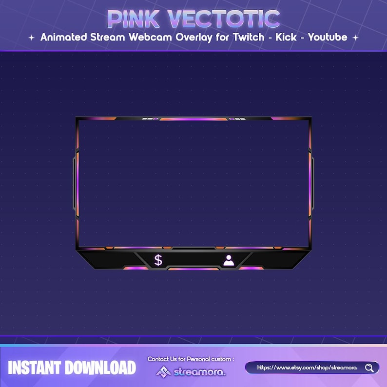 Pink Vectotic – Animated Webcam Frames for Streamers | Twitch, Youtube ...