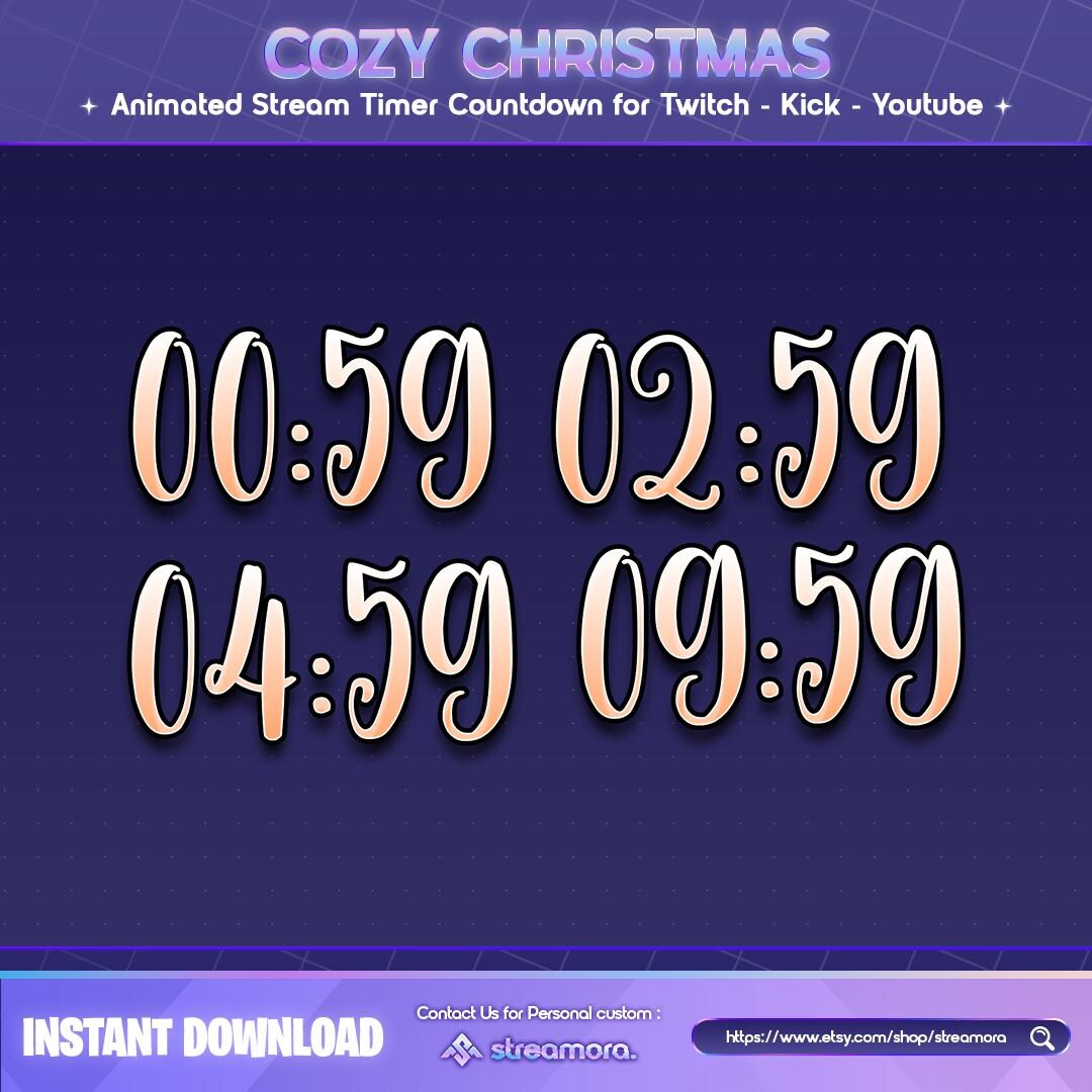 Cozy Christmas – Animated Stream Timers for Twitch, Youtube, Kick, & Tiktok | 1m, 3m, 5m, 10m ...