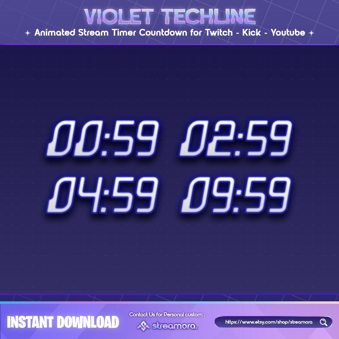 Violet Techline Database – Animated Stream Timers for Twitch, Youtube, Kick, & Tiktok | 1m, 3m ...
