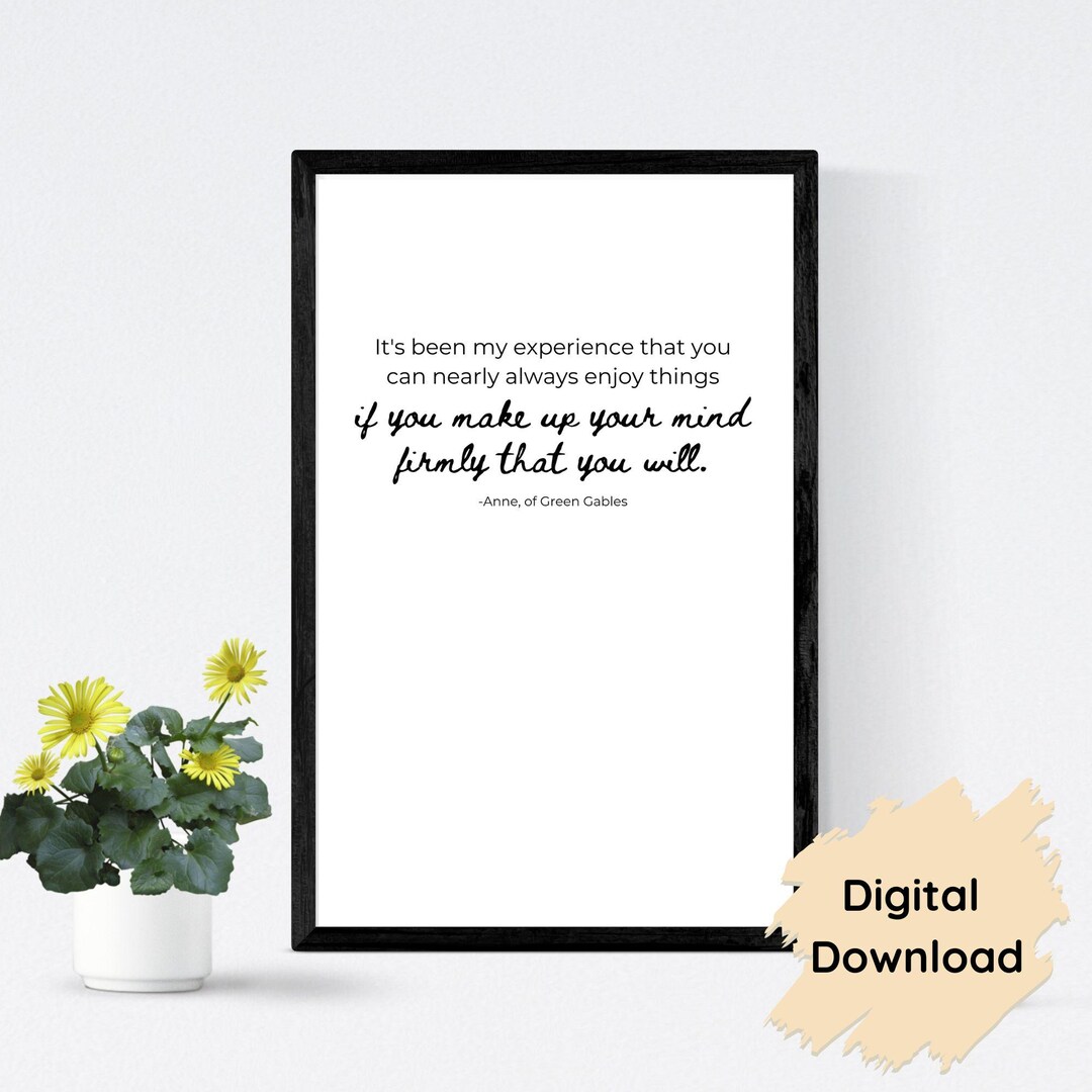 Anne of Green Gables, Digital Printable Wall Art Quote, Frameable - Etsy
