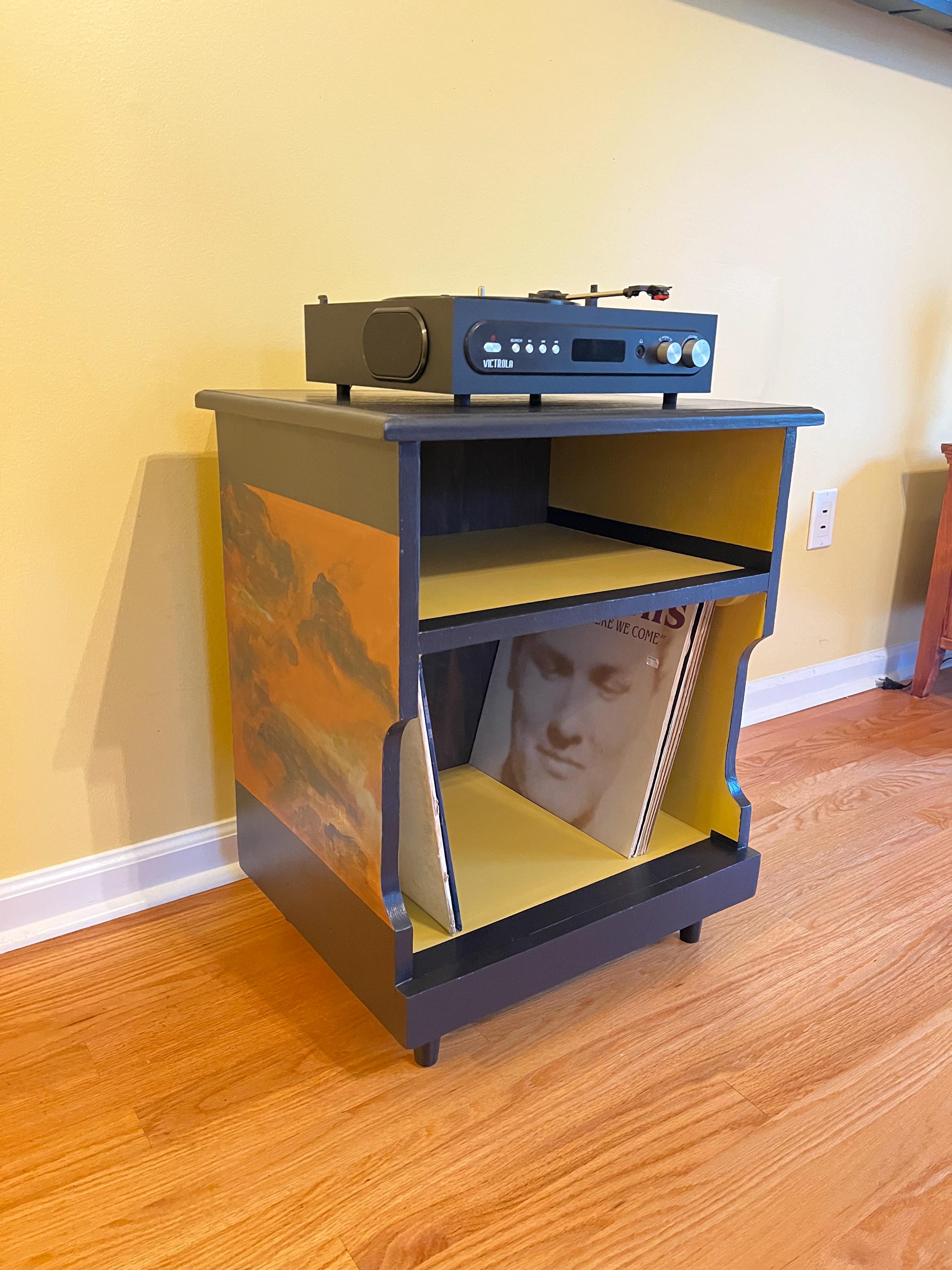 Vintage Wood Record Player Stand: Mid Century Modern Vinyl Storage ...