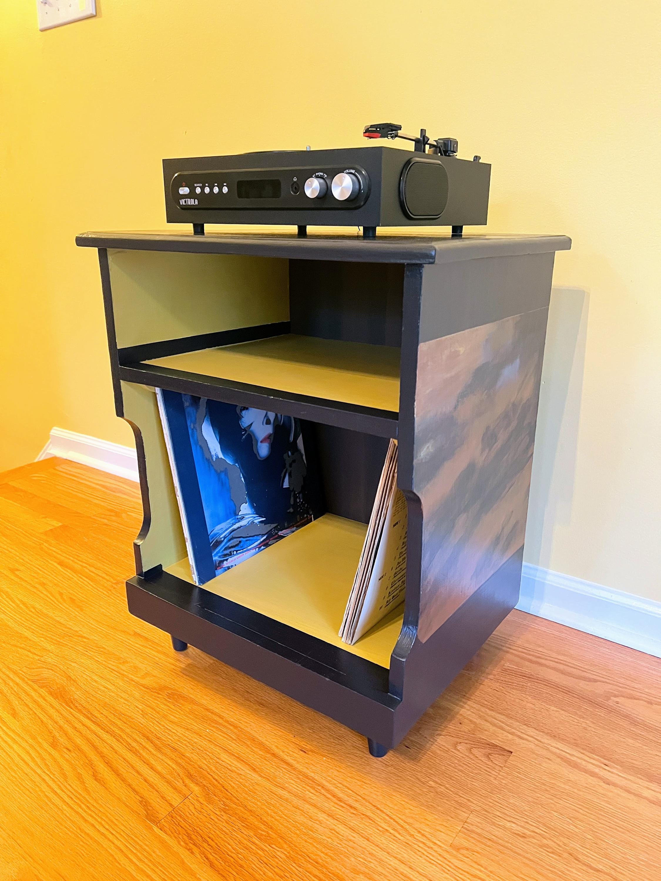 Vintage Wood Record Player Stand: Mid Century Modern Vinyl Storage ...