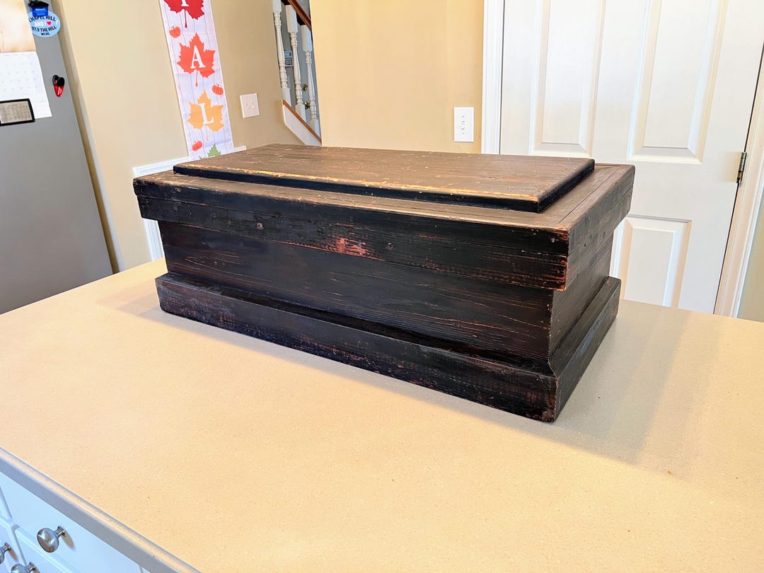 Antique Carpenter Wood Tool Chest, Rustic Wood Trunk, Antique Wood ...