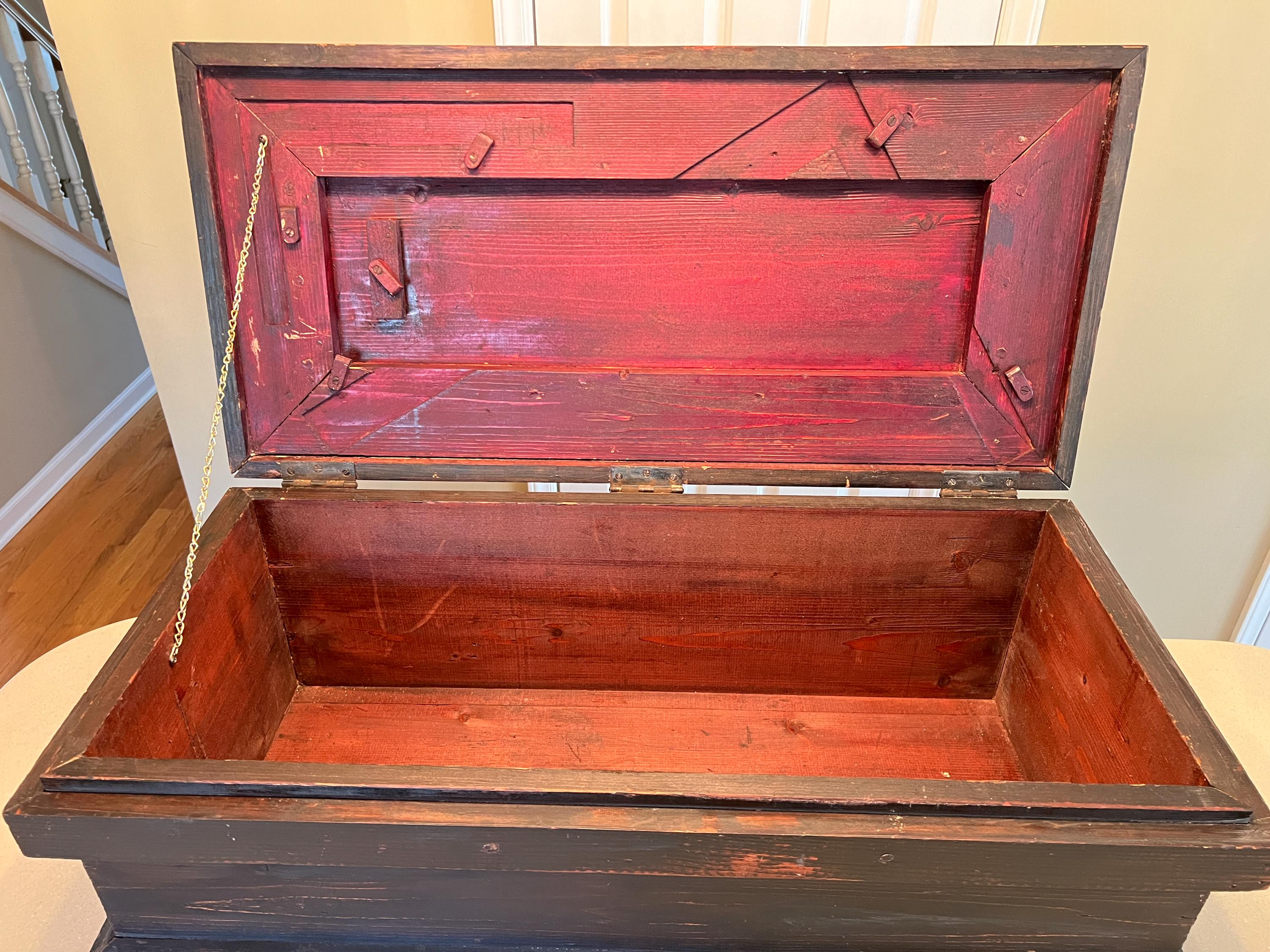 Antique Carpenters Wood Tool Chest, Rustic Wood Trunk, Antique Wood ...