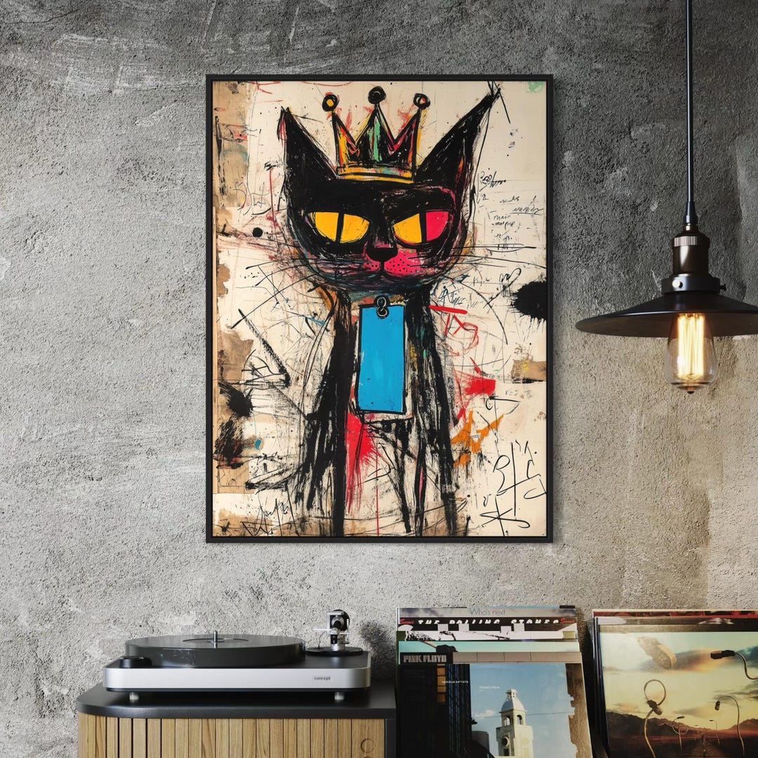 Jean-michel Basquiat Wall Art - Basquiat Artwork - Cat Wall Art - Cat ...