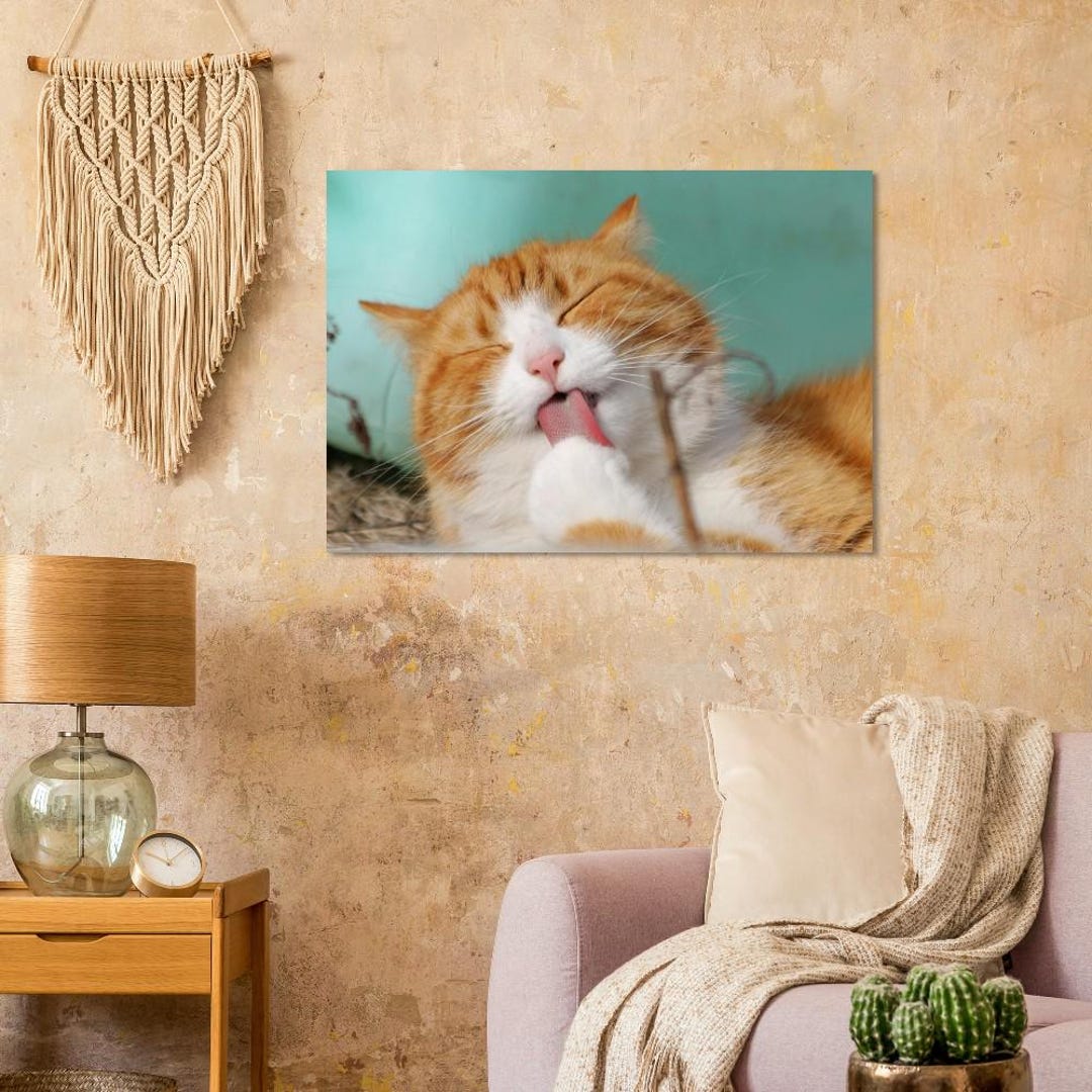 Orange Tabby Cat Poster Whimsical Art Home Decor for Cat Lover Ginger ...