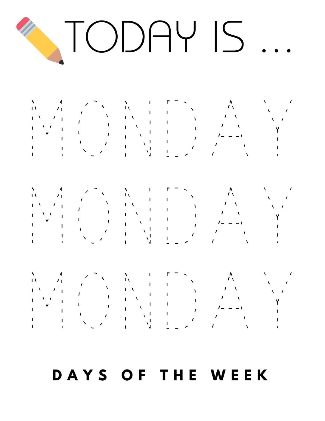 Days of the Week Handwriting Sheets - Etsy