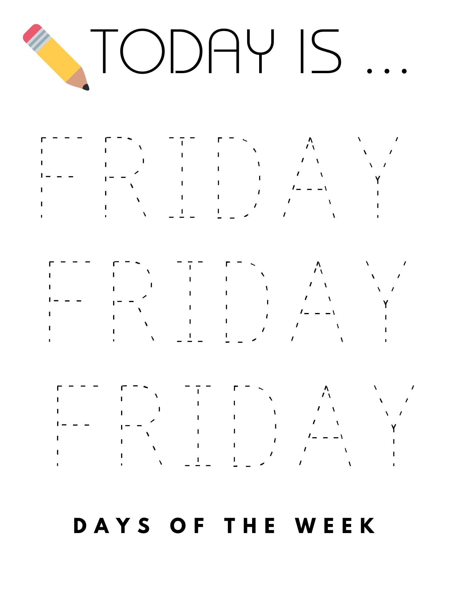 Days of the Week Handwriting Sheets - Etsy