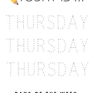 Days of the Week Handwriting Sheets - Etsy