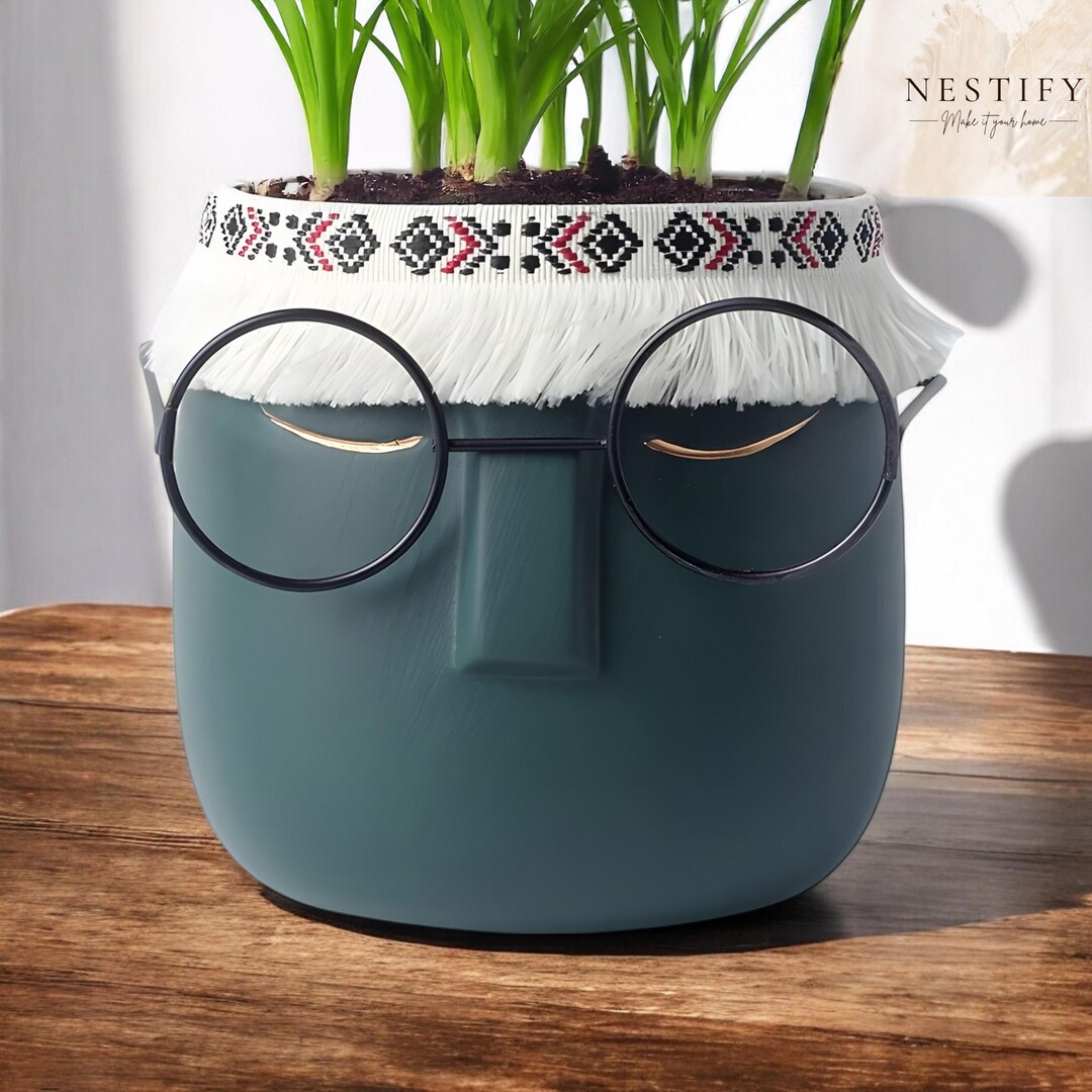 Ceramic Plant Pot Face Planters Succulent Pot Head Vase Cozy Decor ...