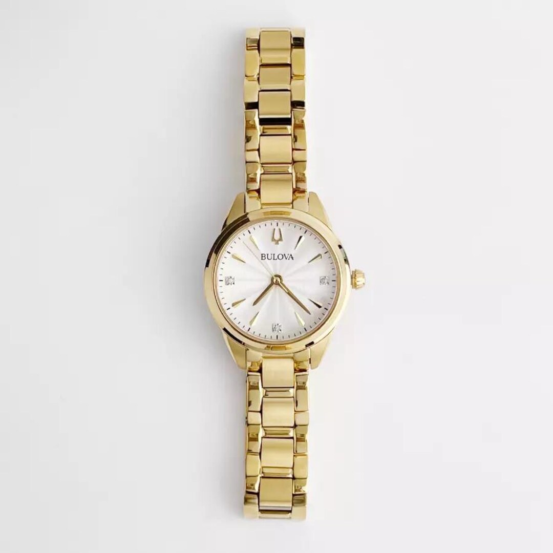 97P150 Sutton White Venation Diamond Dial Gold Bracelet Women's Watch ...