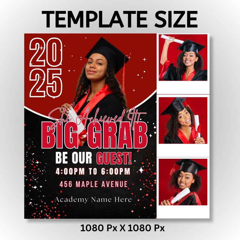 Graduation Party Flyers, Canva Graduation Invitation, Class of 2025 ...