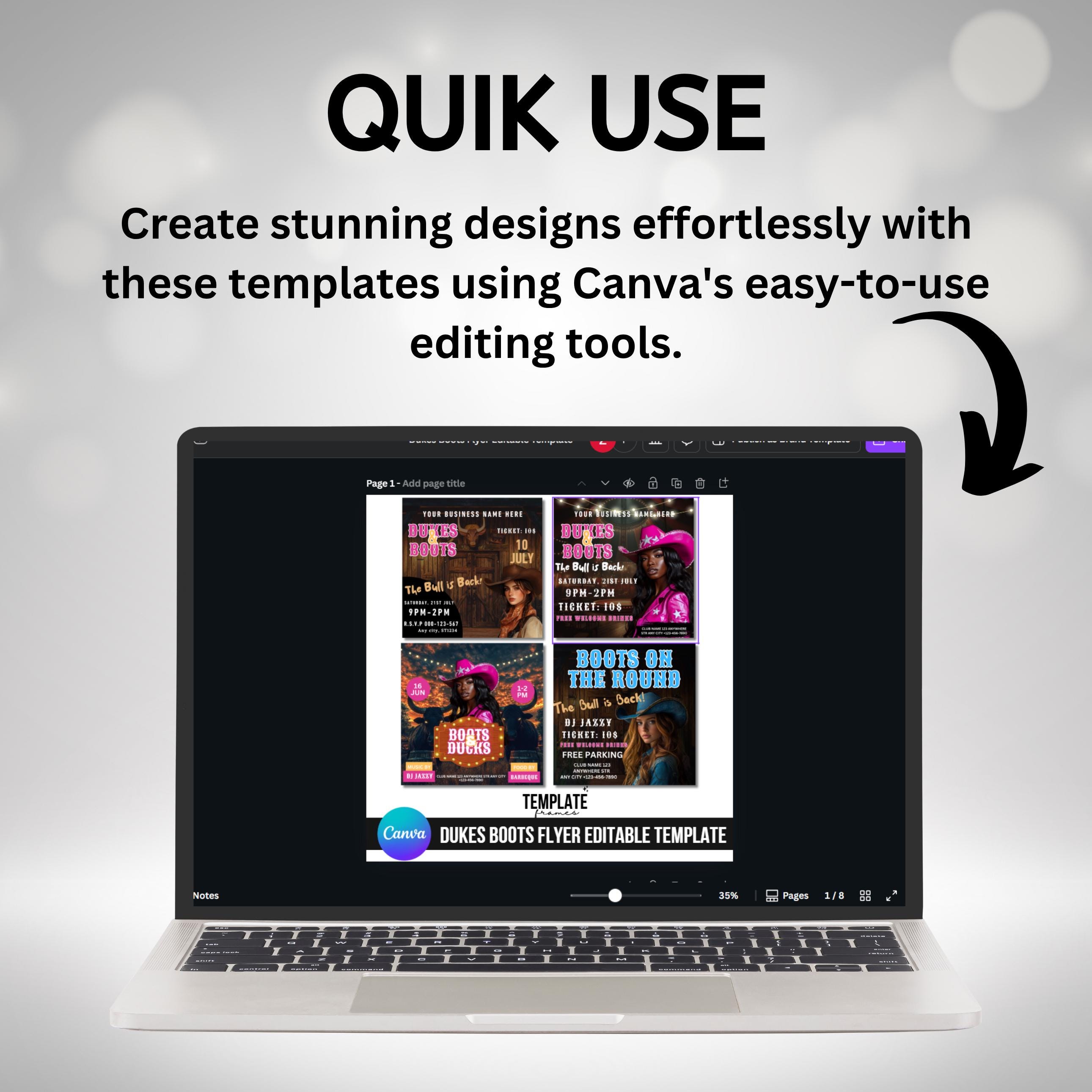 Dukes and Boots Party Flyer Canva Editable Template, Western Rodeo ...