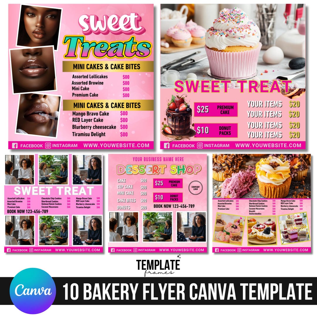 Bakery Flyer Editable Canva Template , Sweet Treats Flyer, Bake Sale ...