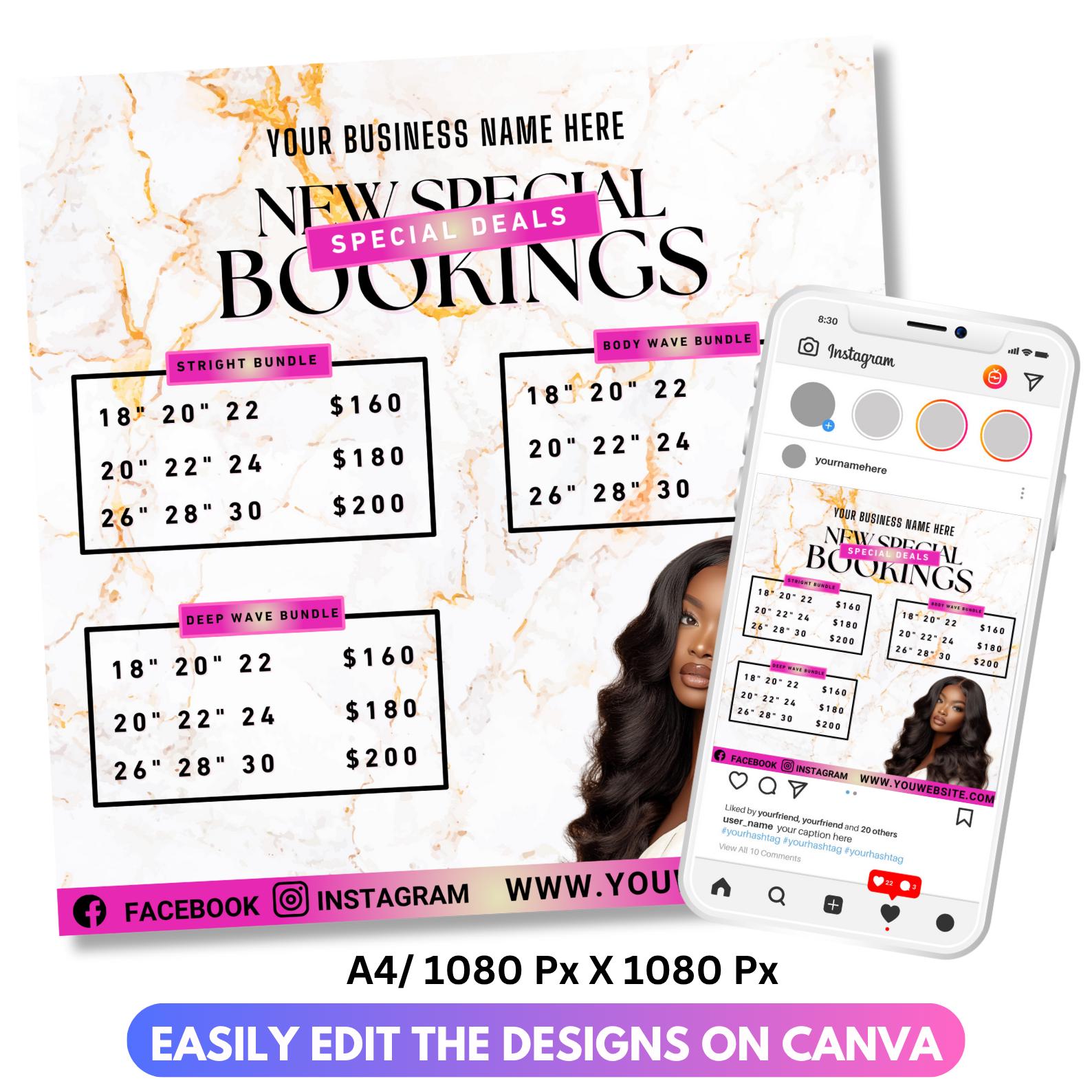 Diy Hair Pricelist Flyer Bundle, Hair Sale Flyer Template, Hair Bundle ...