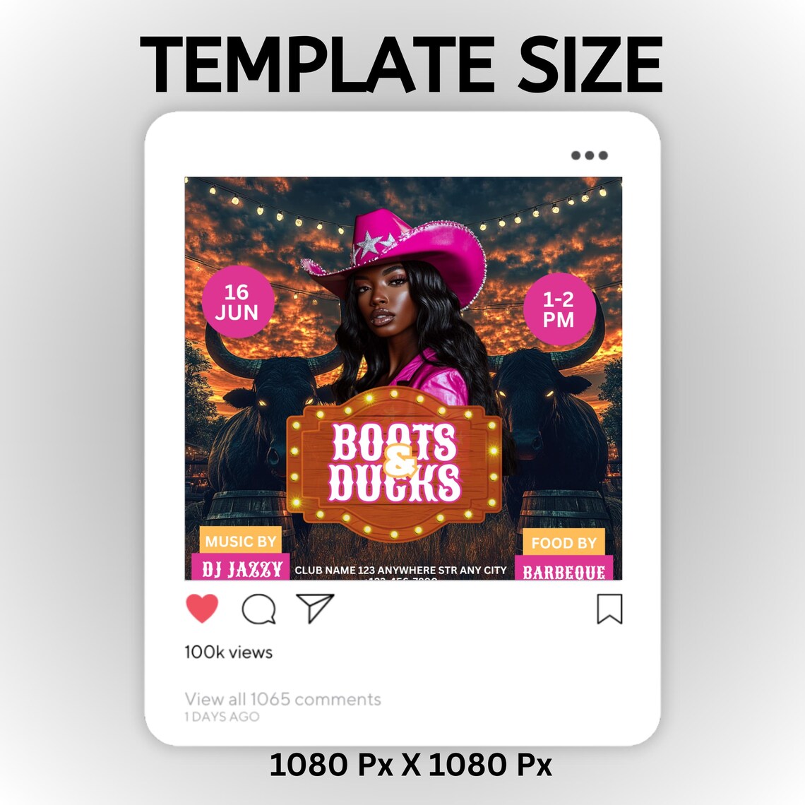 Dukes and Boots Party Flyer Canva Editable Template, Western Rodeo ...