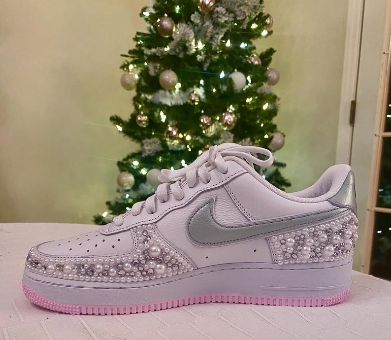 Custom Bedazzled Air Force 1s Wedding Shoes, College Spirit Sneakers ...