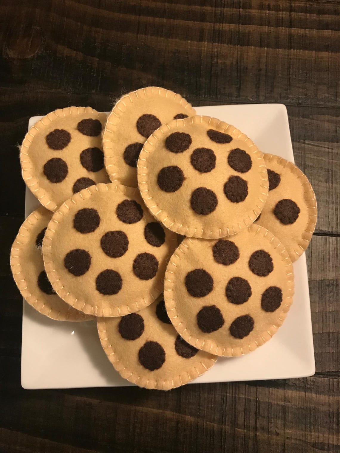 Felt Chocolate Chip Cookies - Pretend Play Felt Food - Etsy