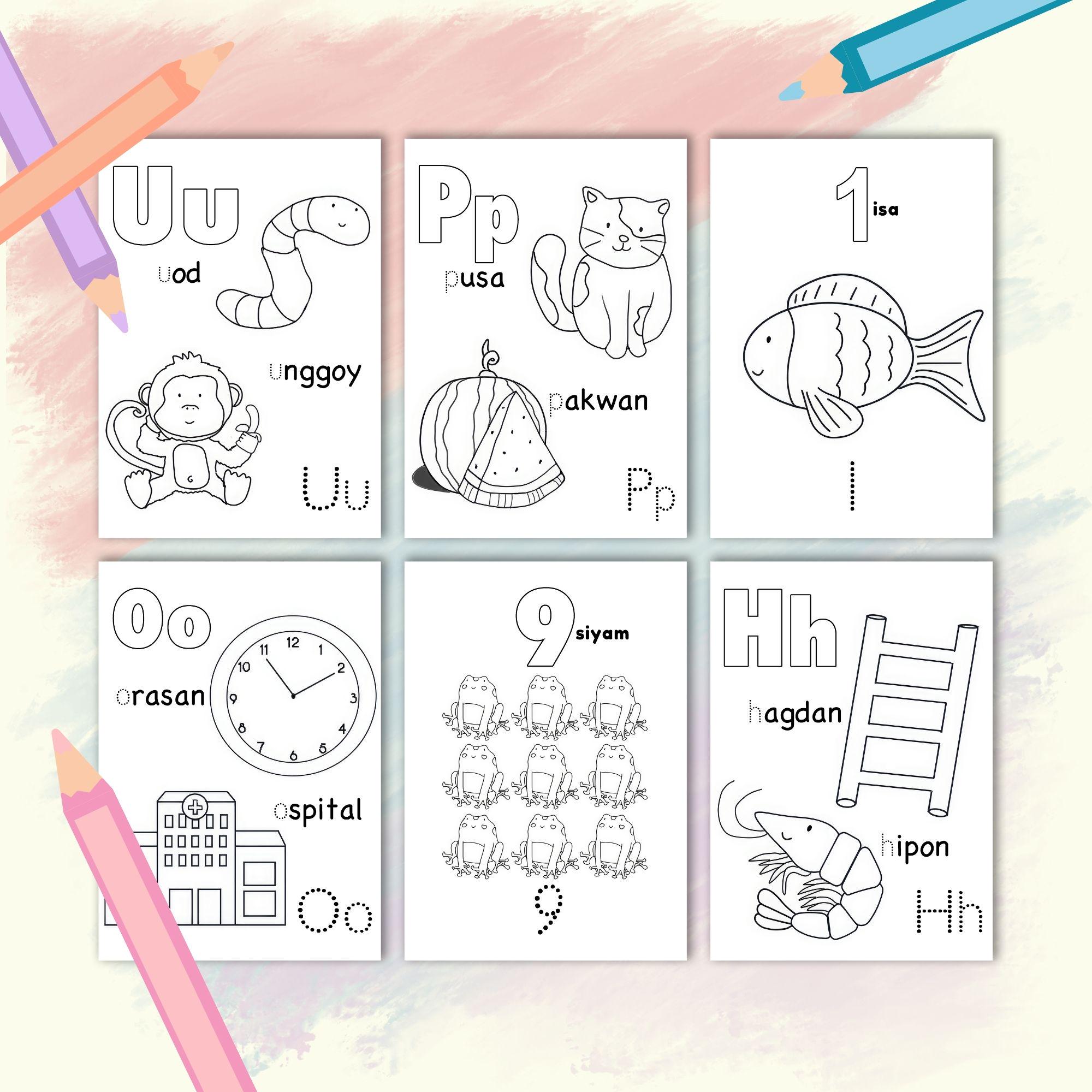 Abakada: Filipino Alphabet & Number Coloring Pages | Tagalog Words ...