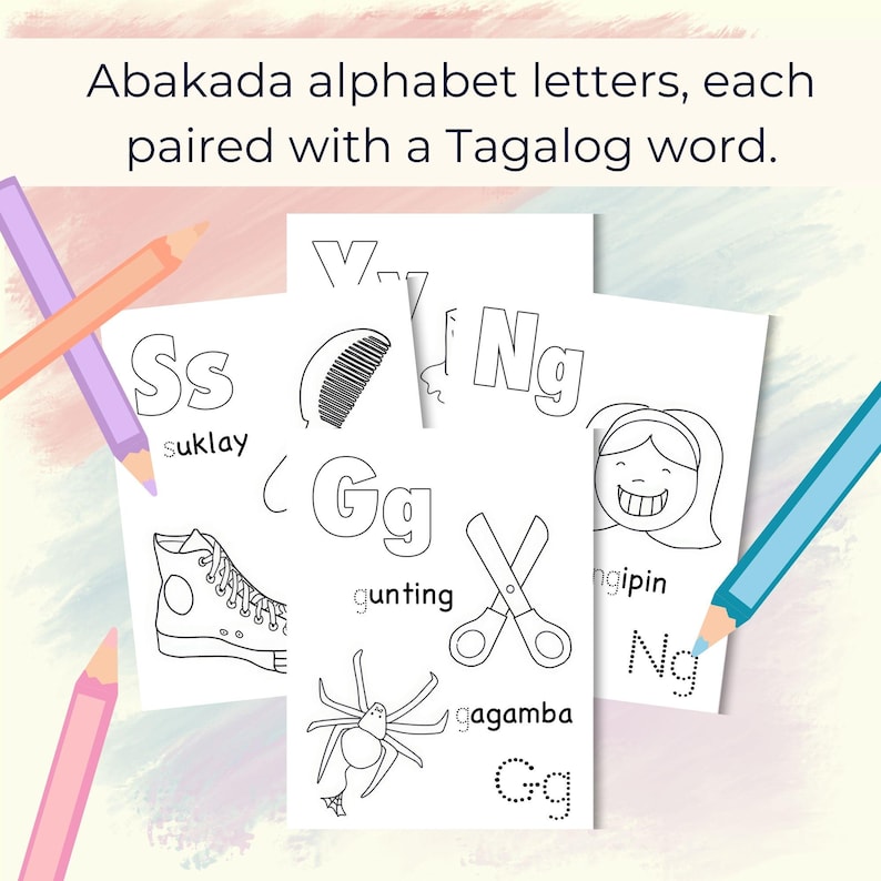 Abakada: Filipino Alphabet & Number Coloring Pages | Tagalog Words ...