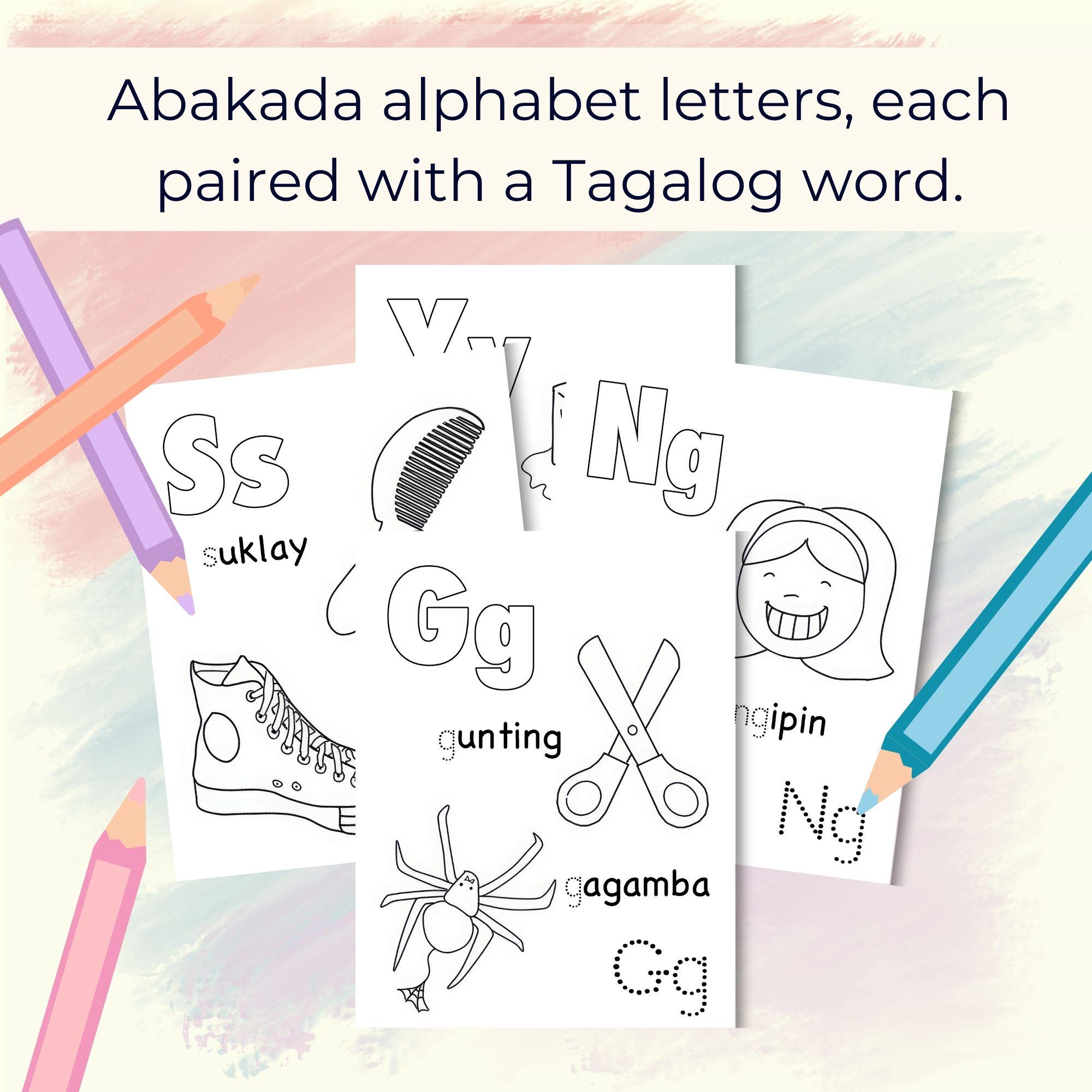 Abakada: Filipino Alphabet & Number Coloring Pages | Tagalog Words ...