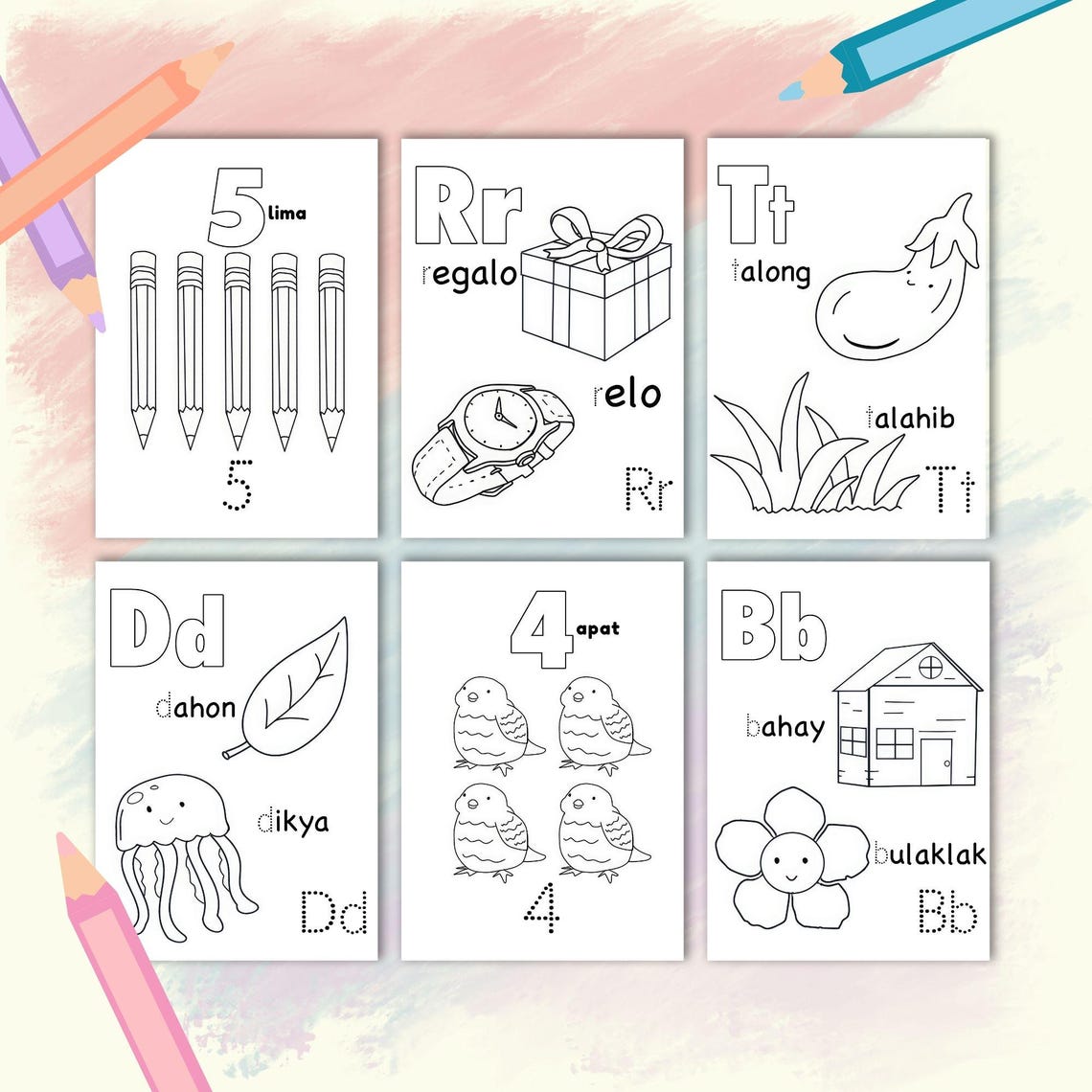 Abakada: Filipino Alphabet & Number Coloring Pages | Tagalog Words ...