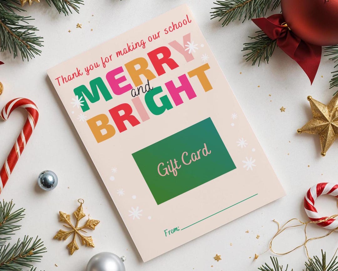 Merry and Bright Christmas Card for Teacher, MDO Teacher Christmas Card ...