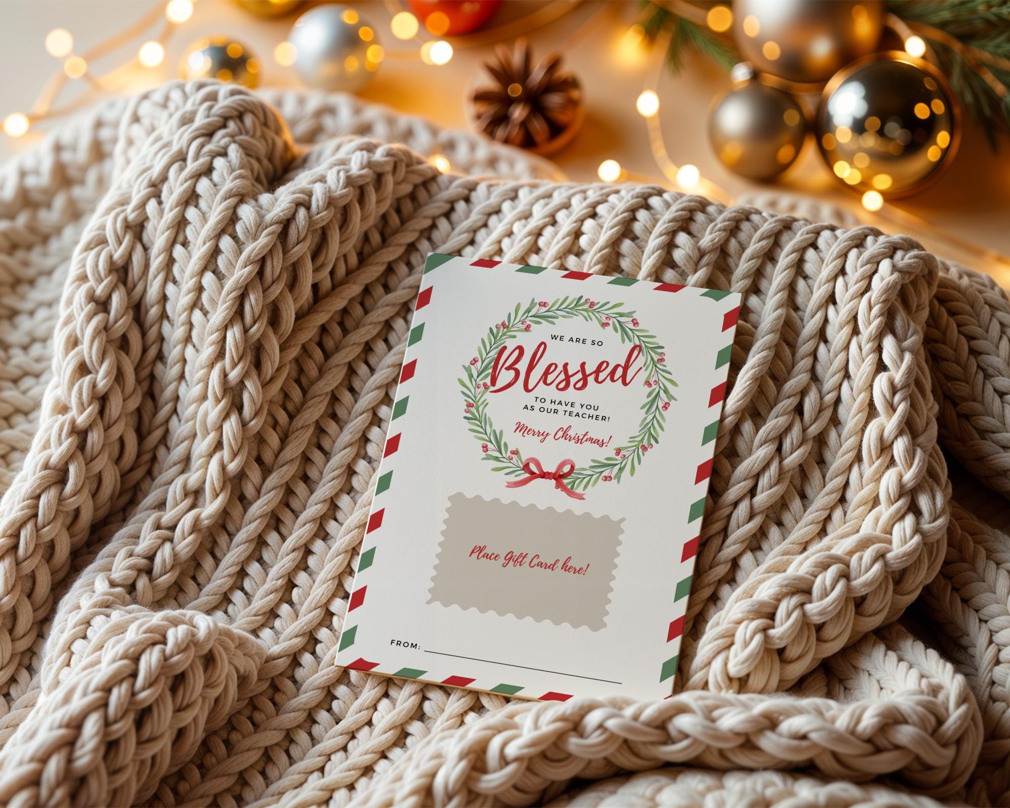 Christian Christmas Card for Teacher, Teacher Christmas Card, Printable ...