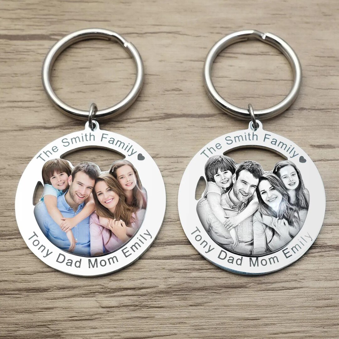 Personalised Photograph Keyring • Memorial Gift • Couples Keyring Gift ...