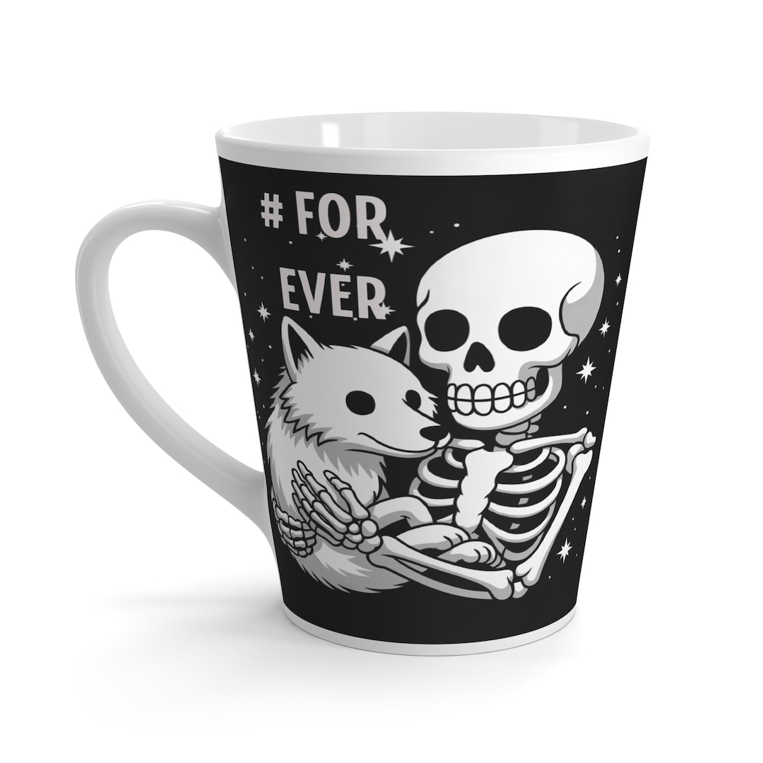 Cute Skeleton Latte Mug, Halloween Gift, Unique Coffee Cup, Pet Lover ...