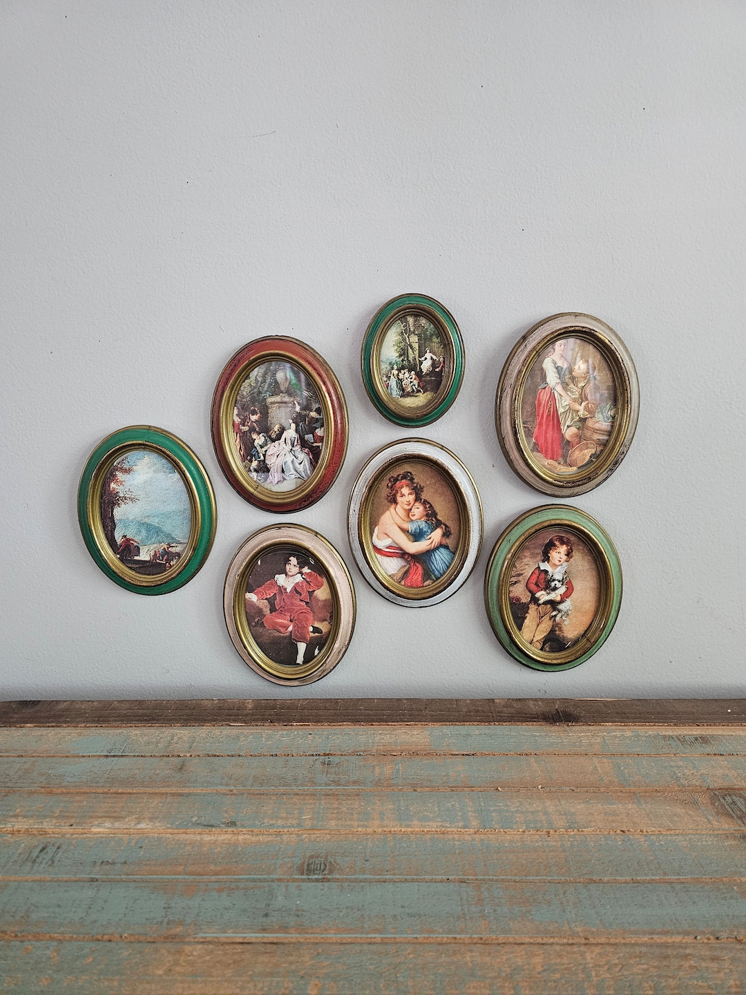 Small Oval Italian Framed Prints Pastoral Rennaissance Scenes by Action ...